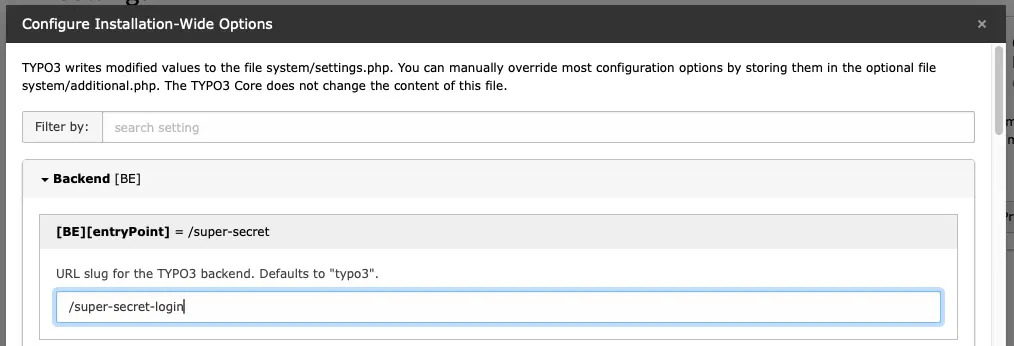 Comment changer le point d'entrée dans TYPO3 v13: TYPO3 the Open Source Enterprise CMS
